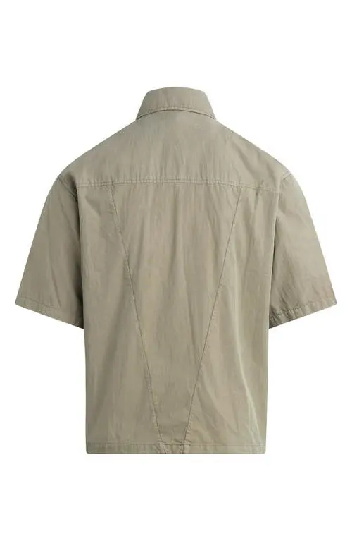 Hudson Jeans Utility Oversize Short Sleeve Cotton & Nylon Snap-up Shirt