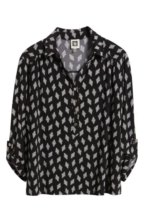 Anne Klein Geometric Print Button-up Shirt - Anne Black/white Dove