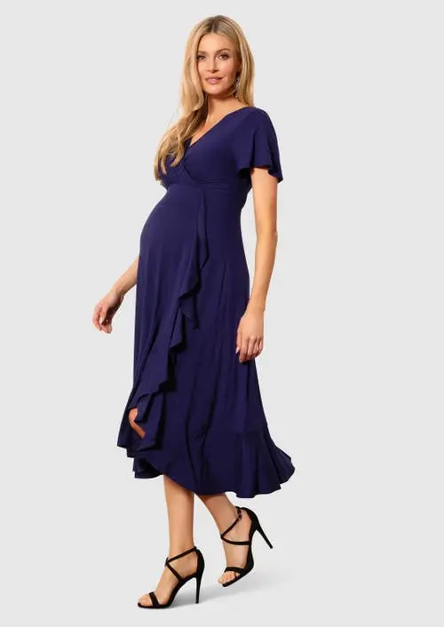 TIFFANY ROSE MATERNITY Waterfall Midi Maternity Dress - Eclipse Blue