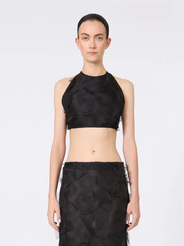 Max Mara Silk Fil Coupé Jacquard Crop Top