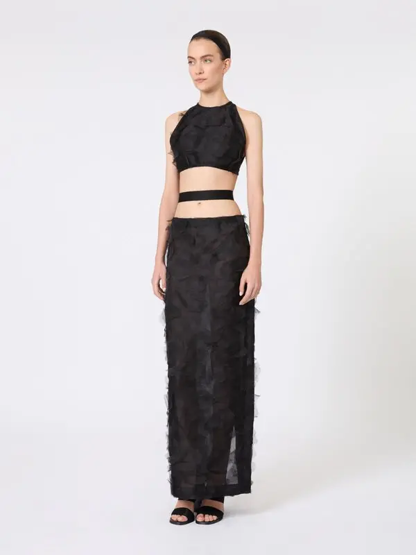 Max Mara Silk Fil Coupé Jacquard Crop Top