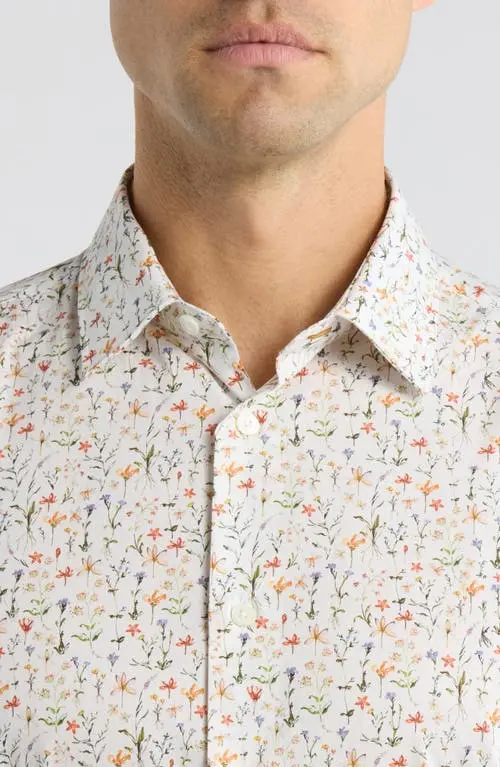 Paul Smith Tailored Fit Floral Organic Cotton Button-up Shirt - White/orange