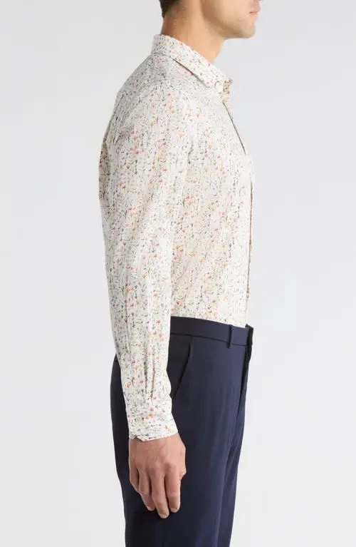 Paul Smith Tailored Fit Floral Organic Cotton Button-up Shirt - White/orange