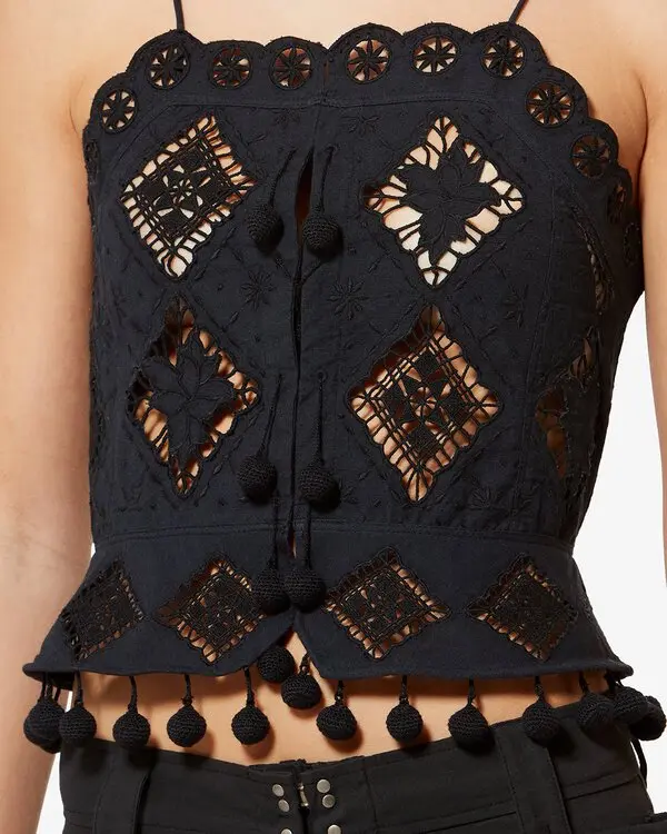 Isabel Marant Étoile Nelssy Broderie Anglaise Tank Top - Black