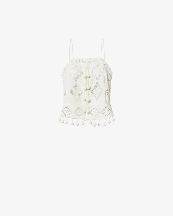 Isabel Marant Nelssy Broderie Anglaise Tank Top - White