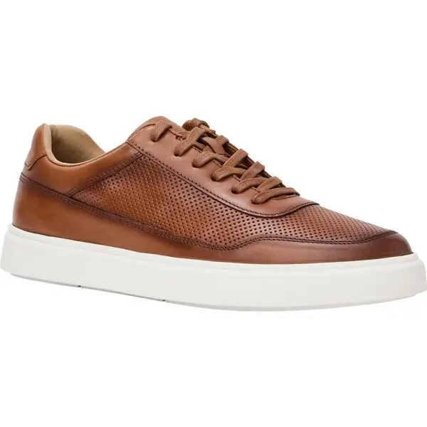 Andre Assous Andrew Perforated Leather Sneakers - Cognac Perf