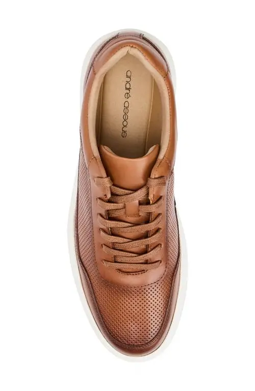 Andre Assous Andrew Perforated Leather Sneakers - Cognac Perf