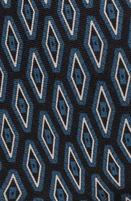 JACK VICTOR Washington Geometric Print Silk Neck Tie - Navy