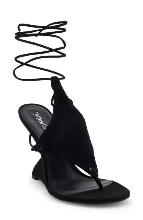 Jeffrey Campbell Pachouli Wedge Sandal - Black Suede