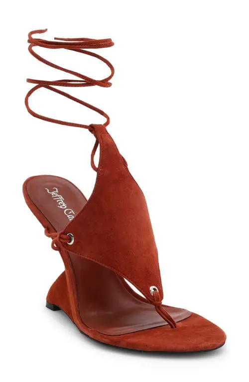 Jeffrey Campbell Pachouli Wedge Sandal - Rust Suede