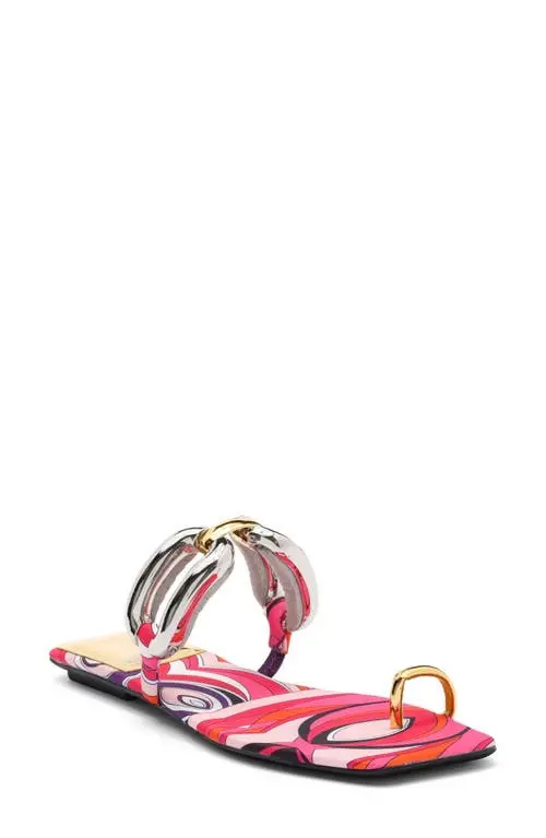 Jeffrey Campbell Guilded-2 Toe Loop Sandal - Red Pink Multi