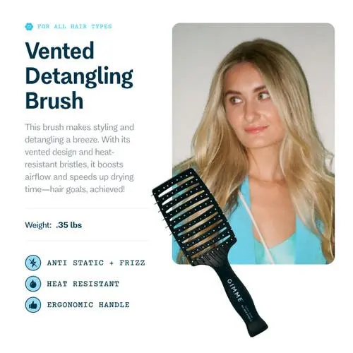 GIMME BEAUTY Vented Detangling Brush - Black