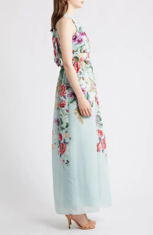 maxi eliza j dresses Eliza J Womens Gown Style Floral Organza Sleeveless Jewel Neck Special  Occasion Dress, Ivory Multi, 4 US at Amazon Women's Clothing store