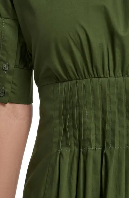 Vince Camuto Pleat Detail Cotton Poplin Dress