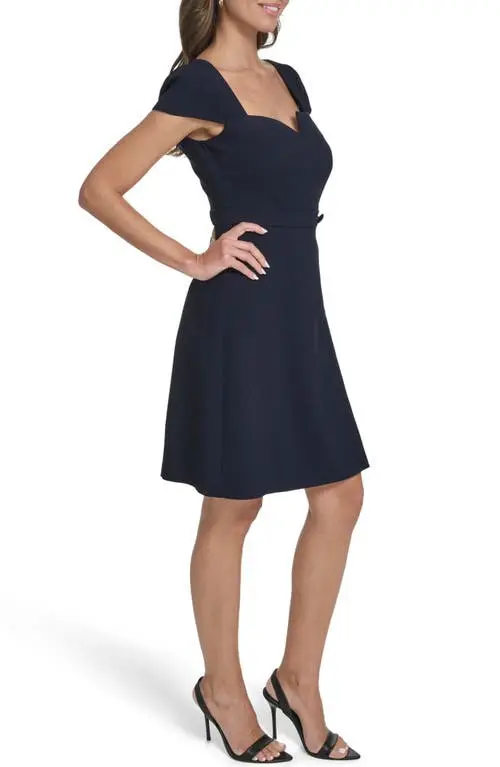 Vince Camuto Notch Neck Crepe Dress - Navy