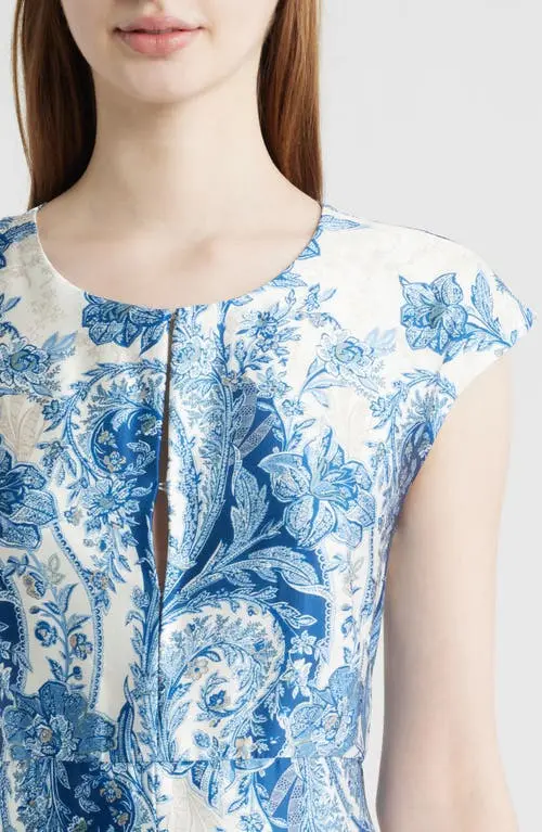 Vince Camuto Paisley Floral Satin Maxi Dress - Blue Multi