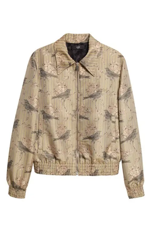 Amiri Striped Floral Print Blouson Zip Jacket