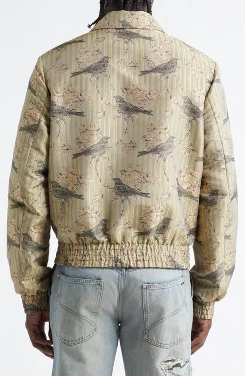 Amiri Striped Floral Print Blouson Zip Jacket - Forest Archived