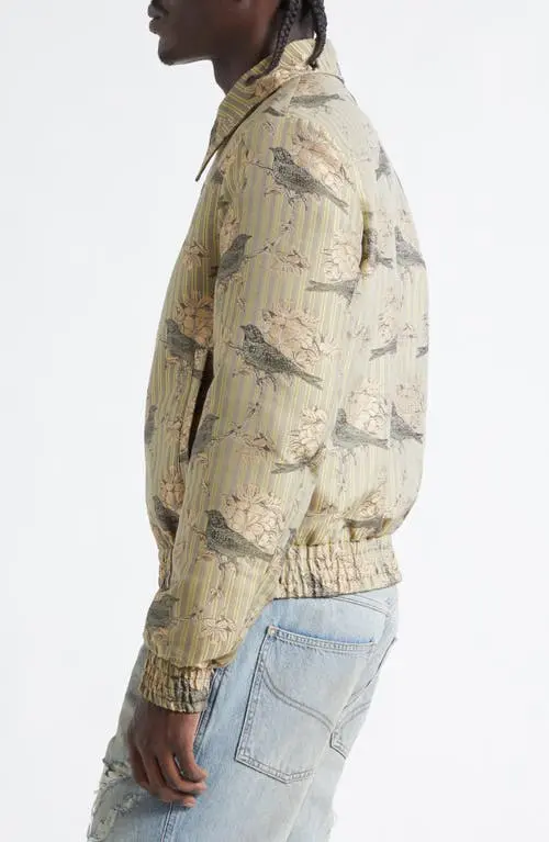 Amiri Striped Floral Print Blouson Zip Jacket - Forest Archived