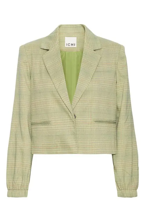 ICHI Joli Crop Plaid Blazer