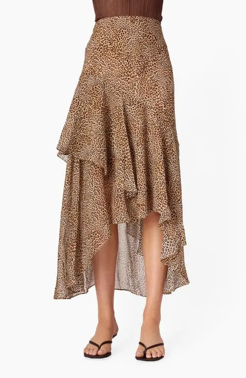 Cami Nyc Yazmeena Asymmetric Ruffle Chiffon Skirt - Leopard