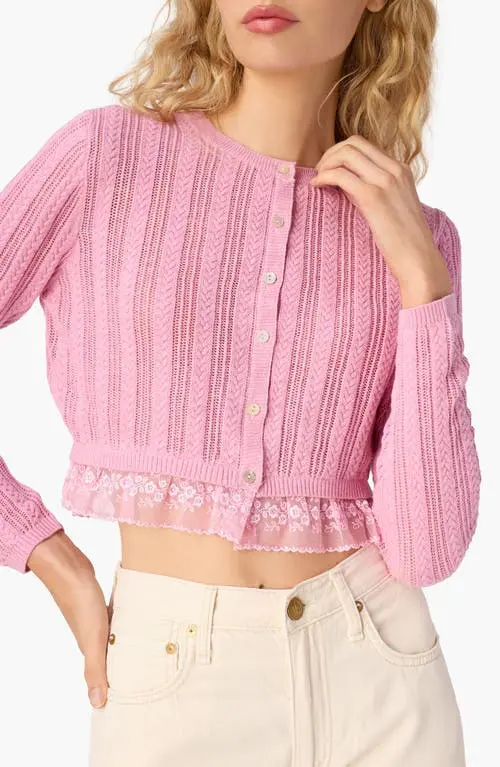 Cami Nyc Pedra Mixed Stitch Cotton Cardigan - Rosebud