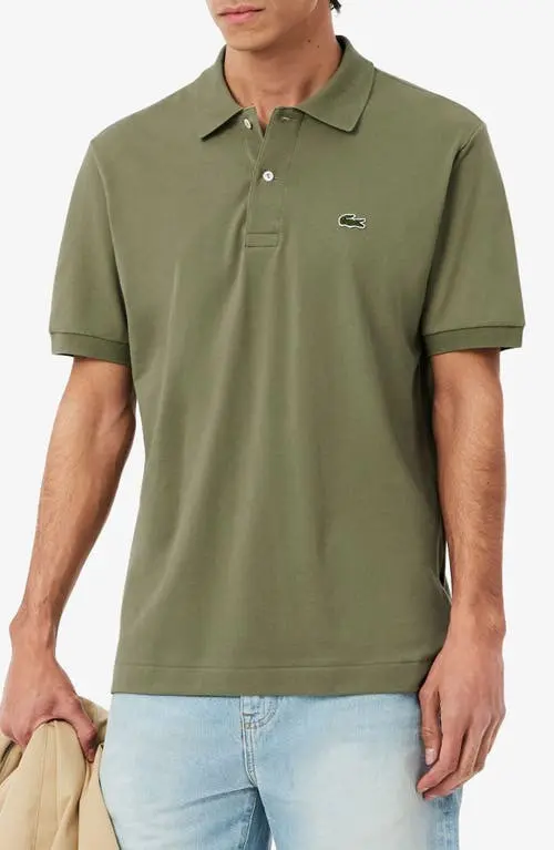 Lacoste Essentials Classic Fit Cotton Blend Piqué Polo - Khaki