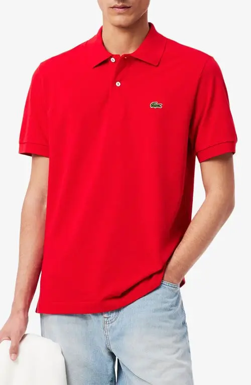 Lacoste Essentials Classic Fit Cotton Blend Piqué Polo - Red