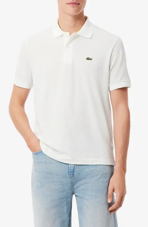 Lacoste Essentials Classic Fit Cotton Blend Piqué Polo - White