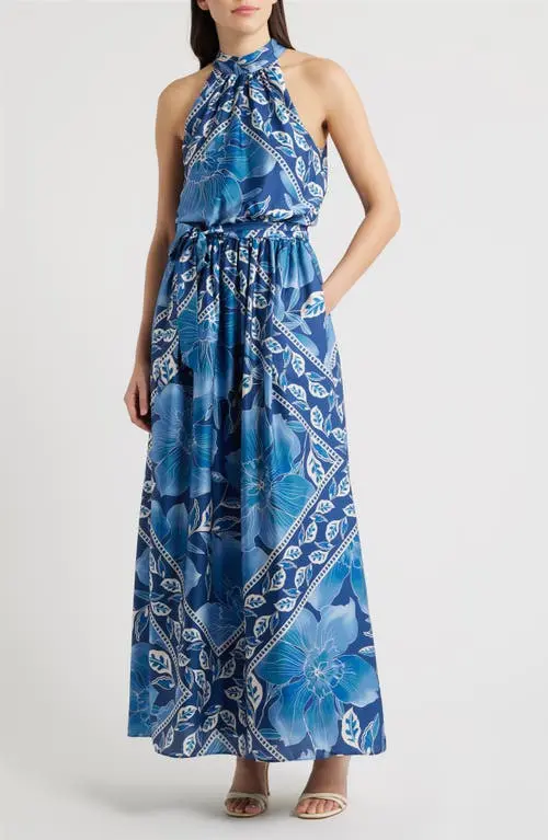 Julia Jordan Printed Satin Maxi Dress