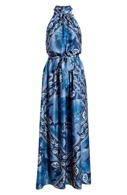 Julia Jordan Printed Satin Maxi Dress