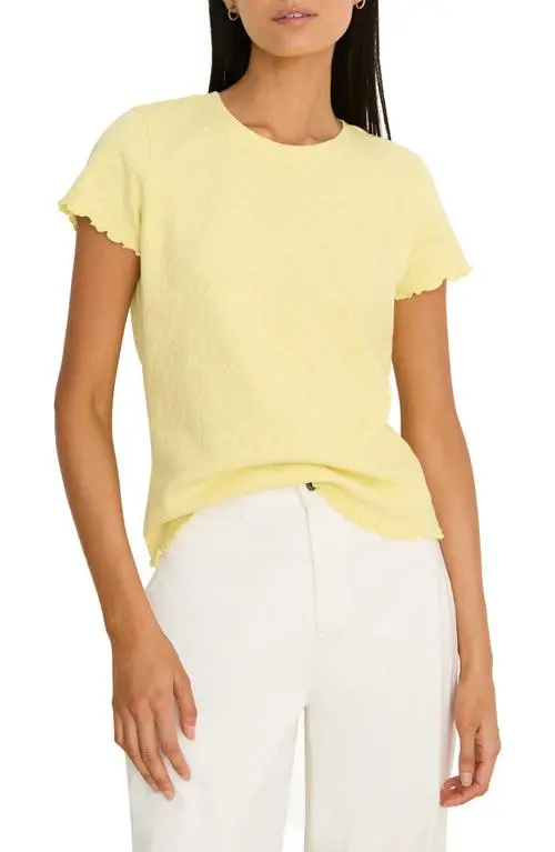 NIC+ZOE Geometric Lace Knit Cotton T-shirt - Chamomile
