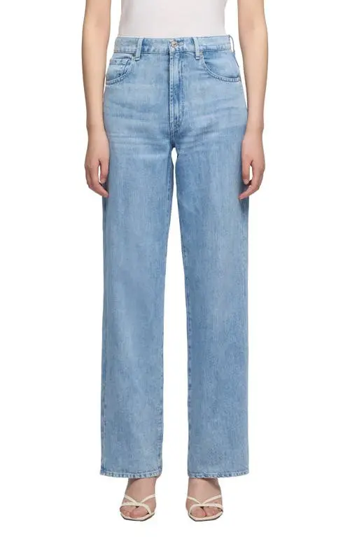 7 For All Mankind Stovepipe Straight-leg Cotton And Linen Jeans - Iris