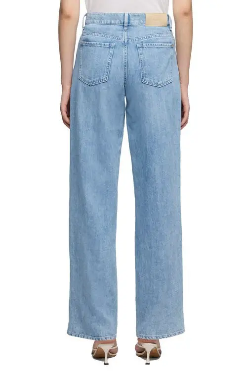 7 For All Mankind Stovepipe Straight-leg Cotton And Linen Jeans - Iris