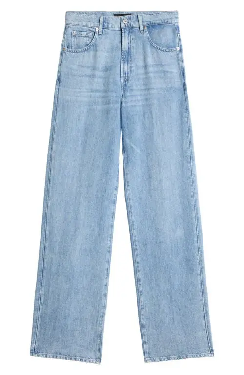 7 For All Mankind Stovepipe Straight-leg Cotton And Linen Jeans - Iris
