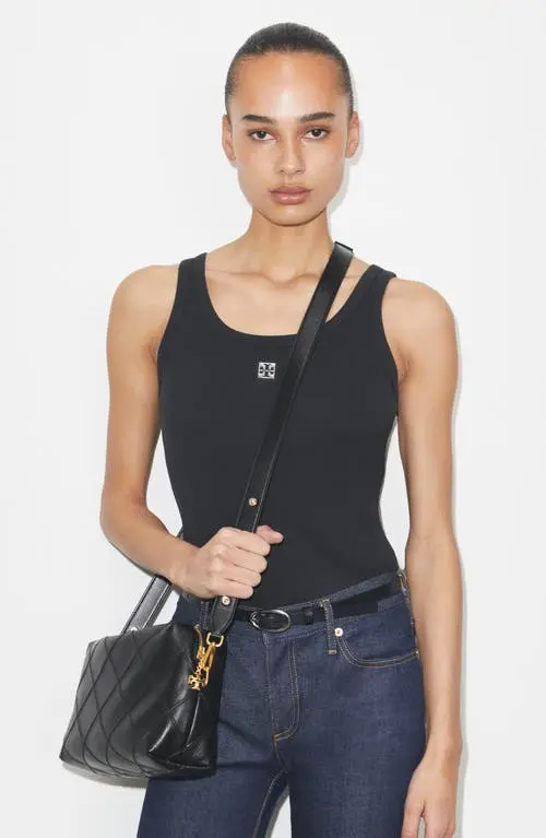 Tory Burch Large Fleming Leather Crossbody - Black
