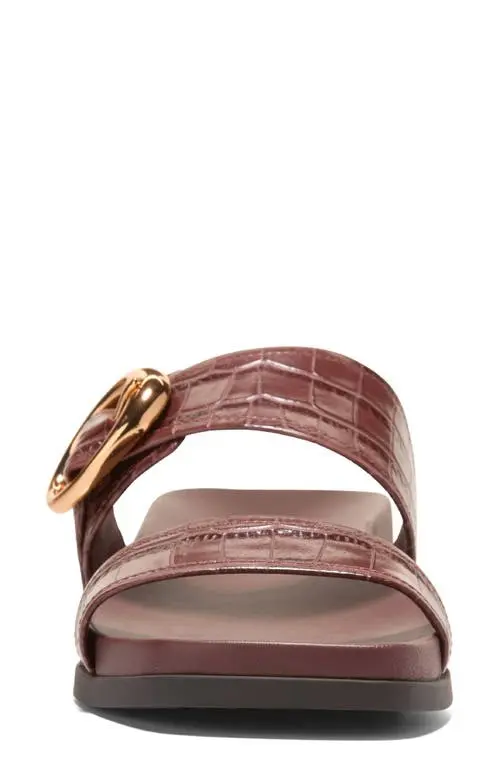 Cole Haan Oaklynn Wedge Sandal - Mahogany Croc Print Leather
