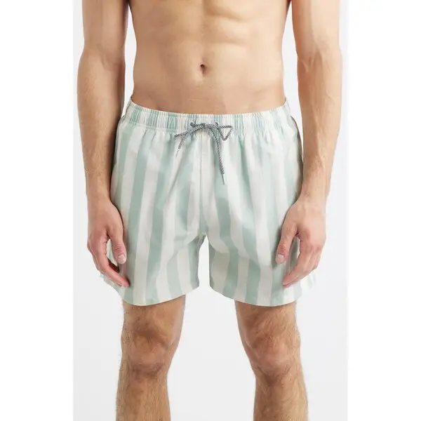 BOARDIES Striped Swim Trunks - Green/cream