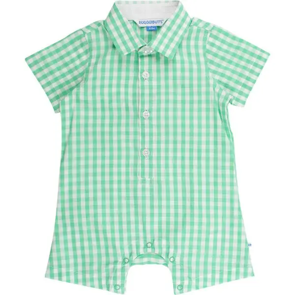 RUGGEDBUTTS Cotton Gingham Polo Romper