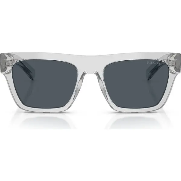 Prada 55mm Rectangular Sunglasses - Crystal Grey/dark Grey