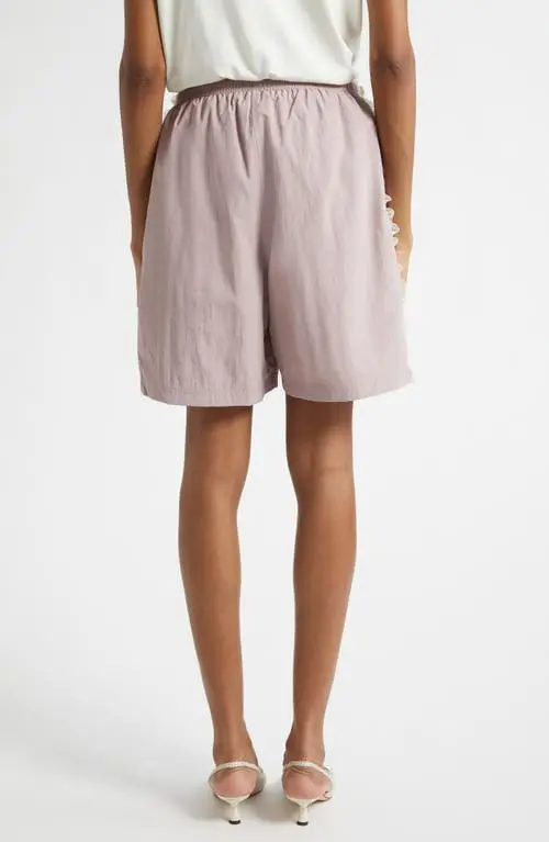 TANNER FLETCHER Gender Inclusive Wilbur Ruched Lace Stripe Track Shorts
