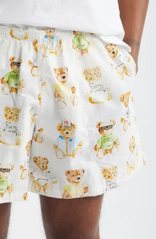 MARKET Teddy Print Tech Shorts - White Multi