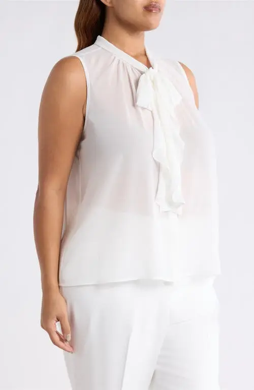 TAHARI ASL Ruffle Tie Sleeveless Chiffon Top