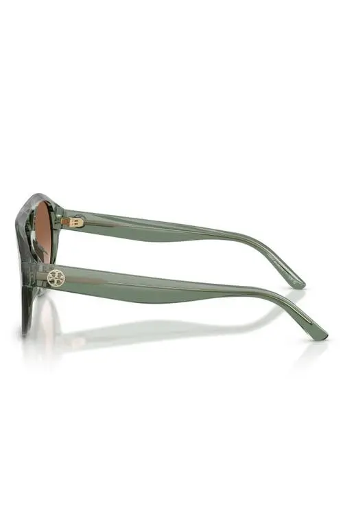 Tory Burch 55mm Polarized Gradient Pilot Sunglasses - Sage/grey Gradient