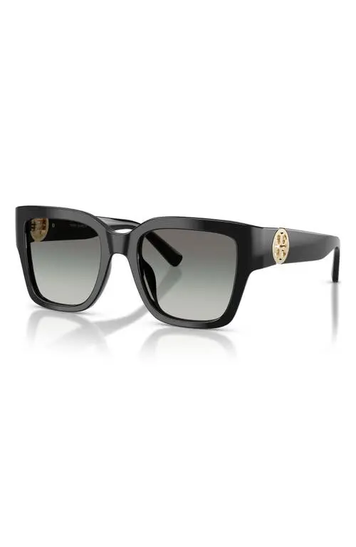 Tory Burch 52mm Gradient Polarized Square Sunglasses - Black/grey Gradient