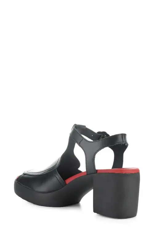 Fly London Platform Sandal With Ankle Strap - Black