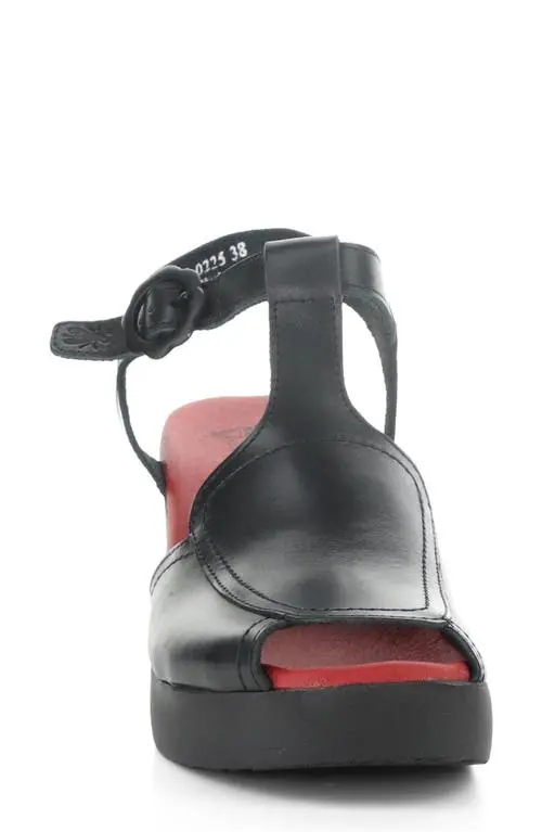Fly London Platform Sandal With Ankle Strap - Black