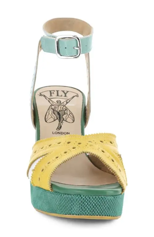 Fly London Eban Platform Sandals - Yellow Multi