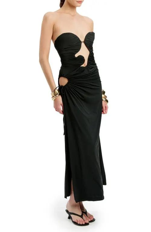 Bardot Alberta Ruched Cutout Strapless Dress