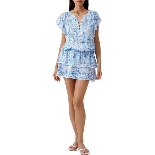 Melissa Odabash Lenni Tie Waist Cover-up Minidress - Pineapples